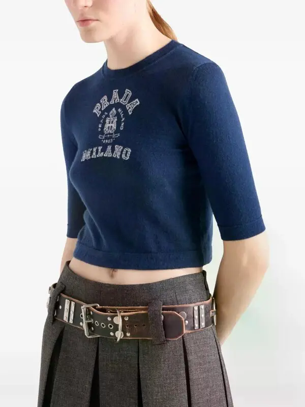Prada Logo-intarsia Cashmere T-shirt