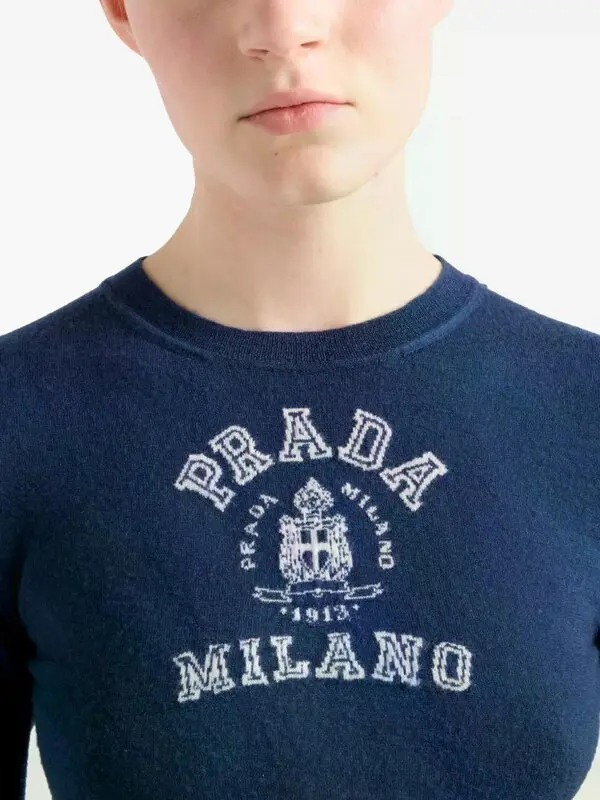 Prada Logo-intarsia Cashmere T-shirt