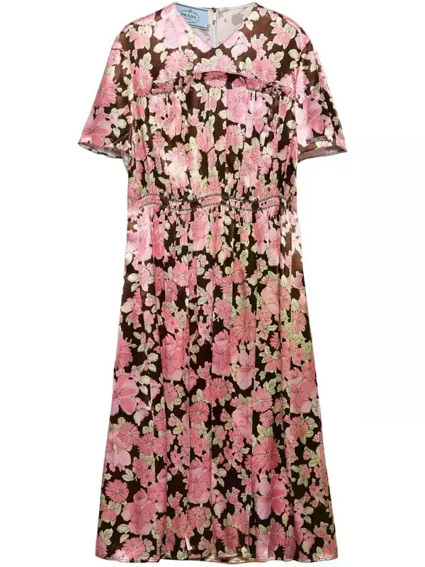 Prada Floral Print Midi Dress