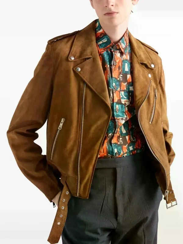 Prada Suede Biker Jacket - Brown
