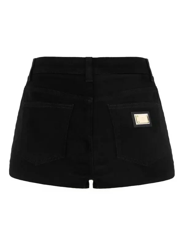 Dolce & Gabbana Logo-plaque Denim Shorts - Black