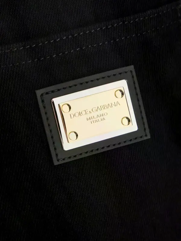 Dolce & Gabbana Logo-plaque Denim Shorts - Black