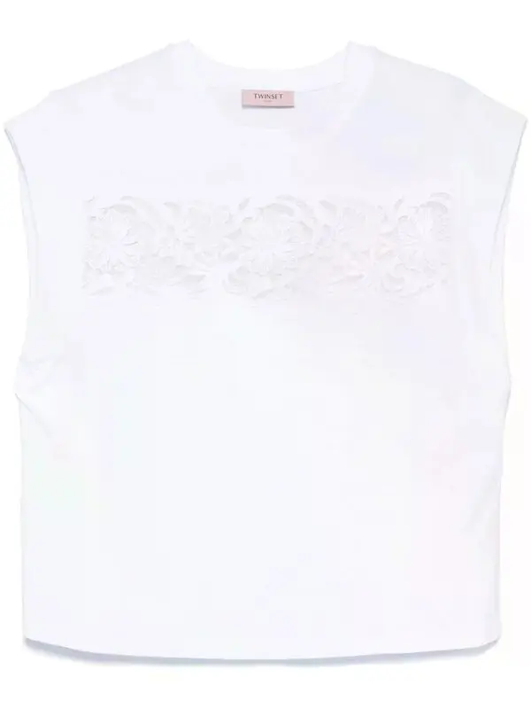 TWINSET Lace-detail T-shirt - White