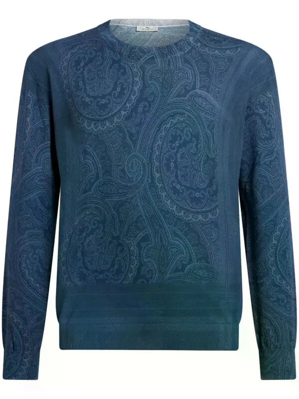 Etro Paisley Silk-cashmere Sweater - Blue