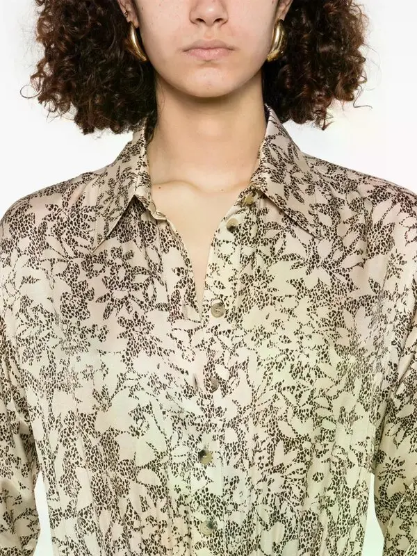 GOLDEN GOOSE Silk Blend Floral Print Midi Dress - Neutrals