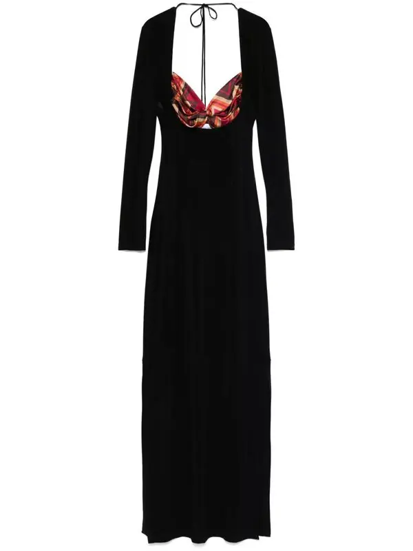 chinese dress ladies Marine Serre Rib Knit Flared Dress in Black