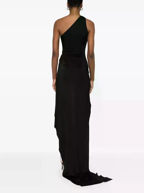 David Koma Crystal-buckle Asymmetric Gown
