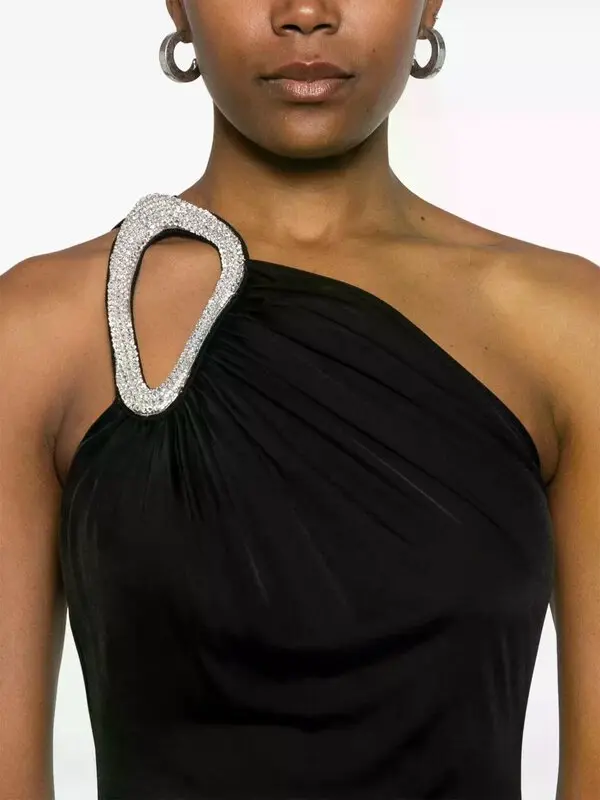 David Koma Crystal-buckle Asymmetric Gown