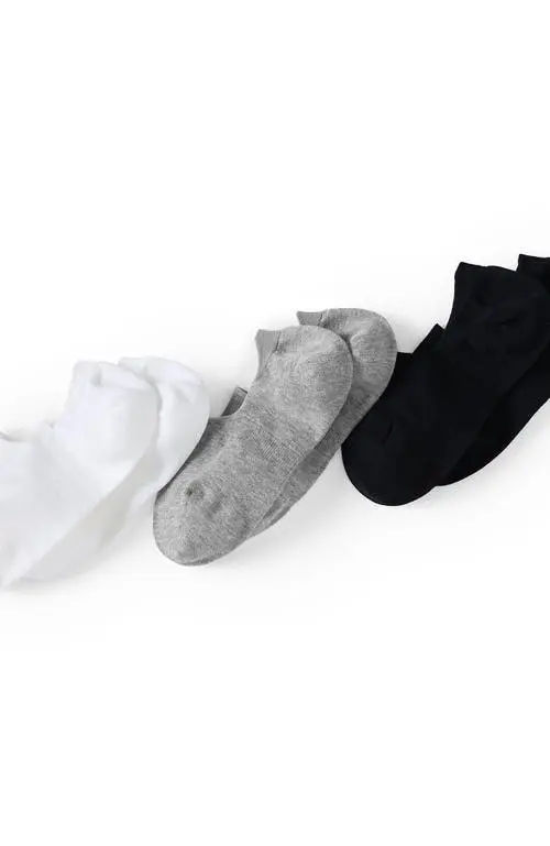 LANDS' END 3-pack No Show Socks - White Gray Black Pack