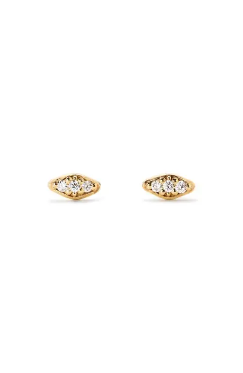 ANA LUISA Mini Diamond Navette Stud Earrings - Gold