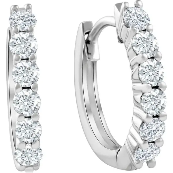 BLISS DIAMOND 3/4 Cttw Lab Grown Diamond Hoop Earrings - 10k White Gold