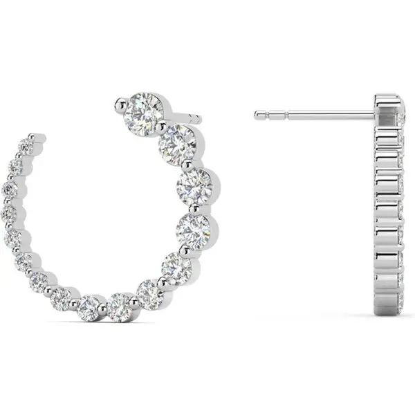 BLISS DIAMOND 1 1/2ct Graduated Diamond Circle Earrings 14k Gold Lab Grown Studs - 14k White Gold