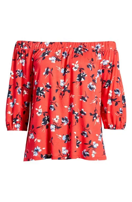 Loveappella Floral Off-the-shoulder Top - Red