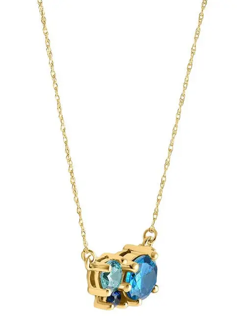 BLISS DIAMOND 3ct Sapphire Topaz Aquamarine Diamond Pendant Necklace - 14k Yellow Gold