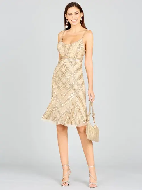 LARA NEW YORK Beaded Midi Dress