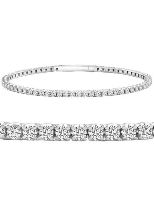 BLISS DIAMOND 3ct Round Lab Grown Diamond Bangle Bracelet - 14k White Gold