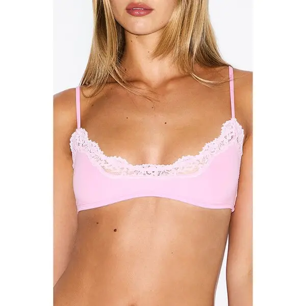 SKIMS Fits Everybody Lace Scoop Bralette - Bubblegum Tonal