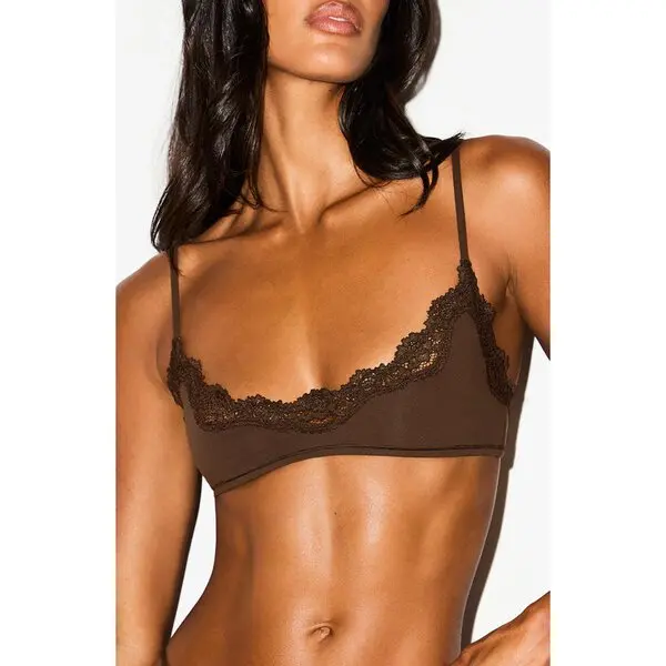 SKIMS Fits Everybody Lace Scoop Bralette - Espresso