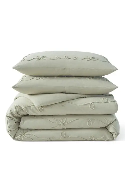PERI HOME Sasha Bows Duvet Cover & Sham Set - Green