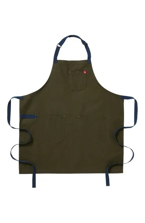 HEDLEY & BENNETT The Essential Apron Green Navy Straps - Olive