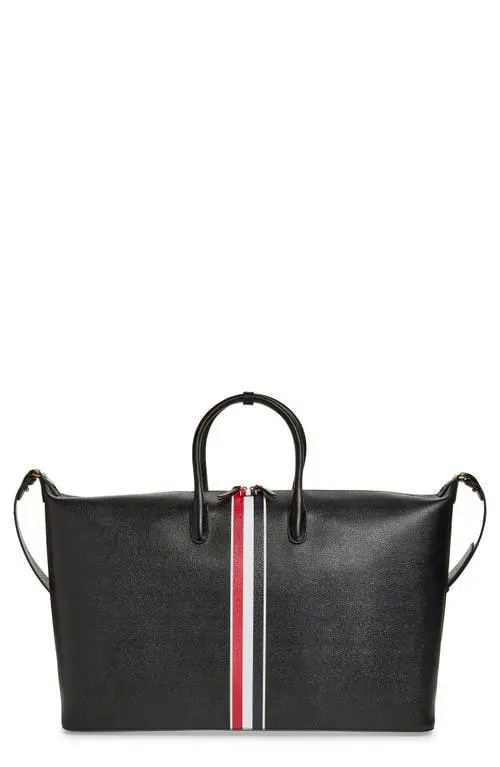 Thom Browne Rwb Stripe Leather Duffle Bag - Black