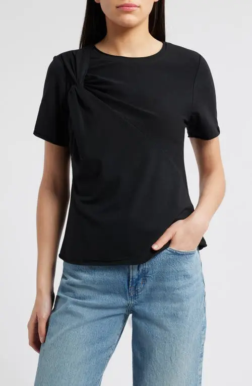 Wit & Wisdom Twist Front Stretch Cotton Modal T-shirt - Black