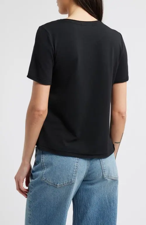 Wit & Wisdom Twist Front Stretch Cotton Modal T-shirt - Black