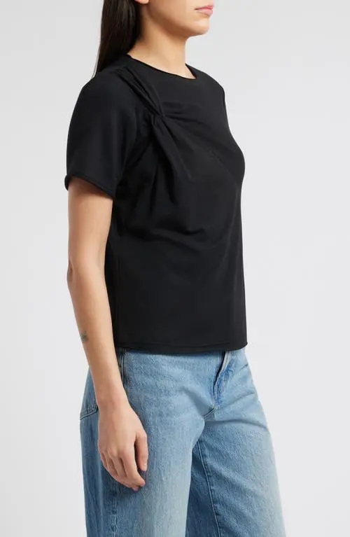 Wit & Wisdom Twist Front Stretch Cotton Modal T-shirt - Black