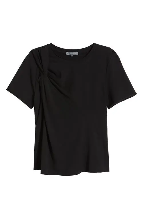 Wit & Wisdom Twist Front Stretch Cotton Modal T-shirt - Black