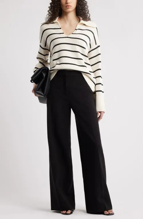 Nordstrom The Lennox Wide-leg Trousers - Black