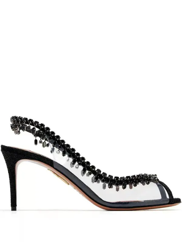 AQUAZZURA 75mm Temptation Crystal Pumps - Black