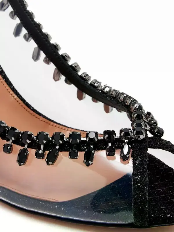 AQUAZZURA 75mm Temptation Crystal Pumps - Black