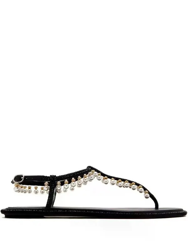 Rene Caovilla Crystal-embellished Thong Sandals - Black