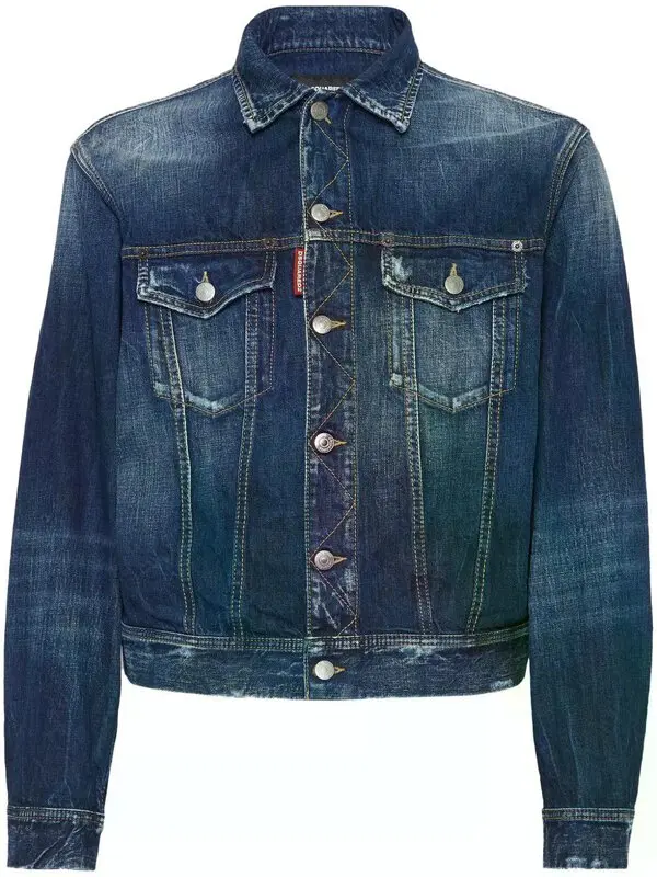 Dsquared2 Cropped Denim Trucker Jacket - Blue