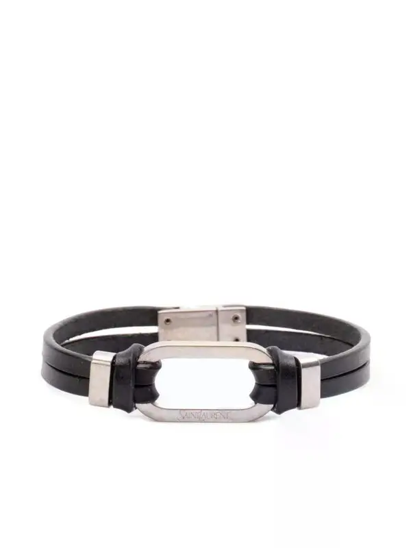 Saint Laurent Leather Bracelet - Black