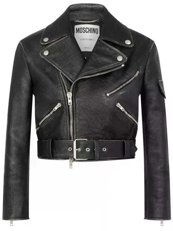 Moschino Leather Biker Jacket - Black