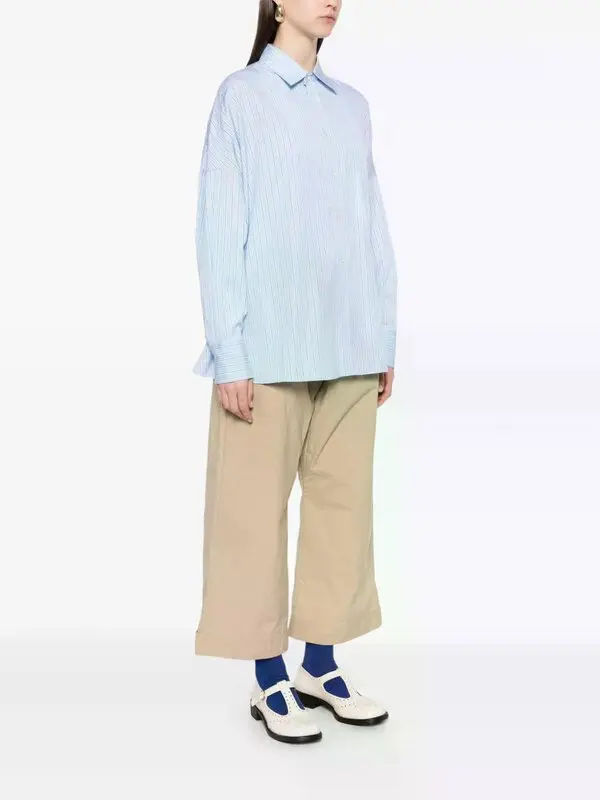Plan C Striped Poplin Shirt