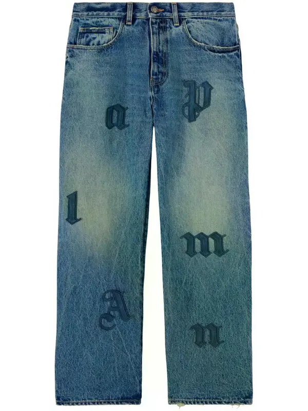 Palm Angels Logo Patch Straight Jeans