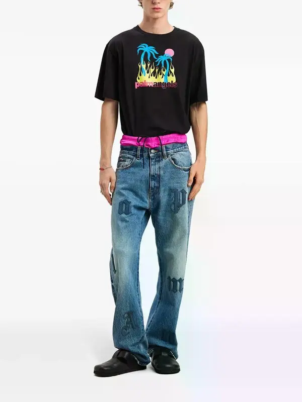 Palm Angels Logo Patch Straight Jeans