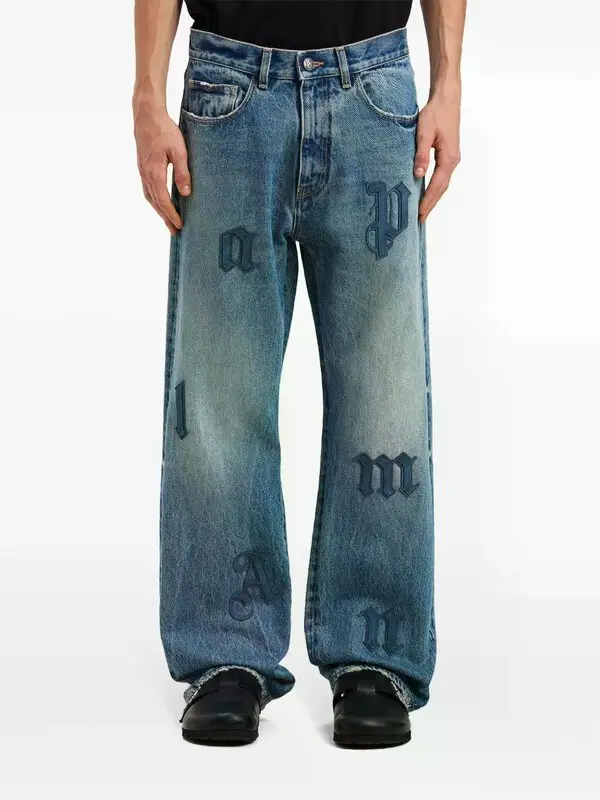 Palm Angels Logo Patch Straight Jeans