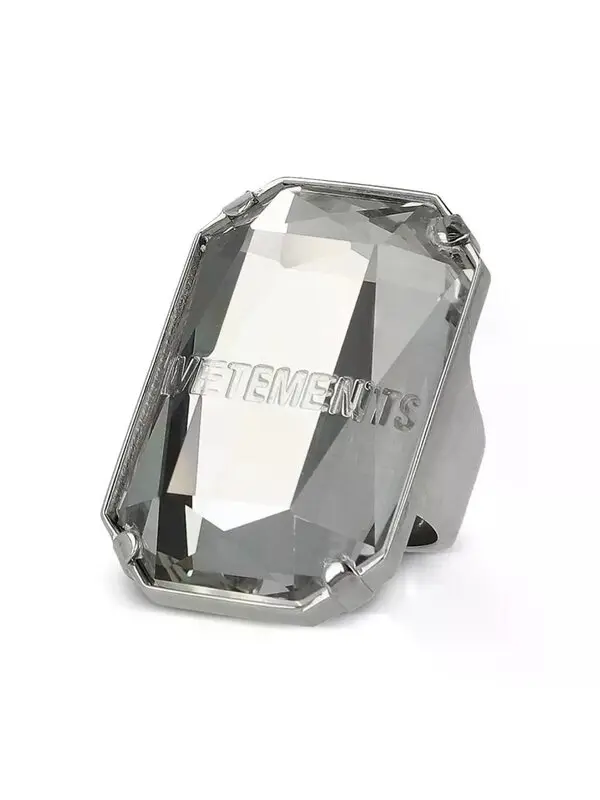 Vetements Baguette Crystal Ring - Silver