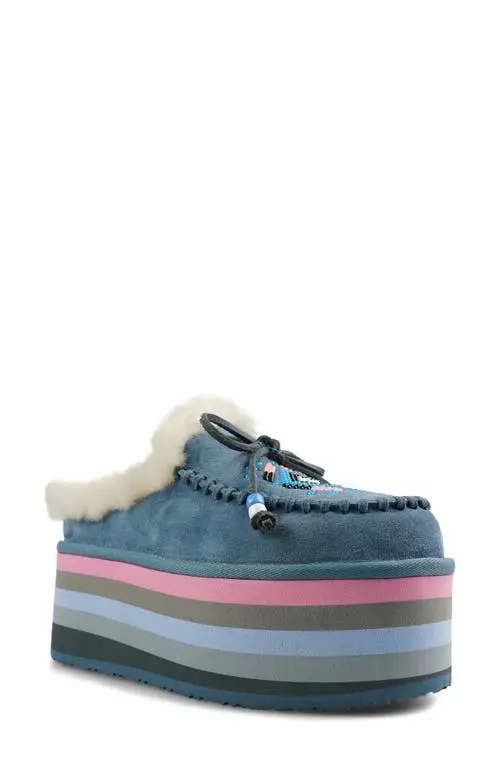 ZIGI Birdy Faux Shearling Platform Slipper - Dusty Blue