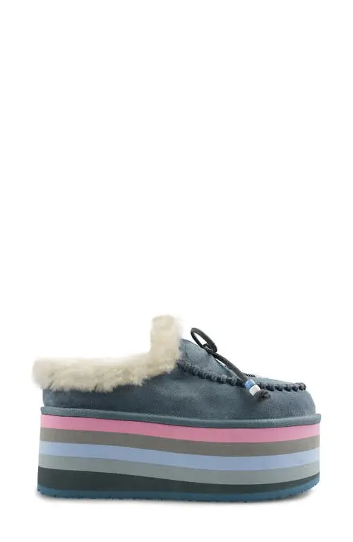 ZIGI Birdy Faux Shearling Platform Slipper - Dusty Blue