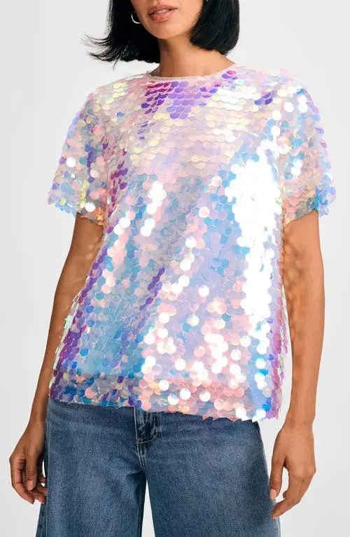 ISAAC MIZRAHI NEW YORK Paillette Sequin T-shirt