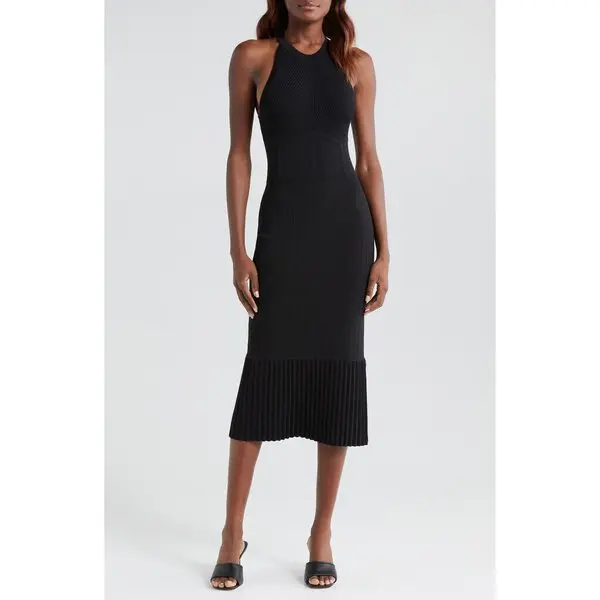 L'Agence Kim Pleat Hem Knit Dress In Black - 63% Off | Editorialist