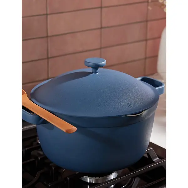 Our Place Perfect Pot In Blue Salt – 10.5" Non-Stick Ceramic Pot With Lid & Wooden Spoon