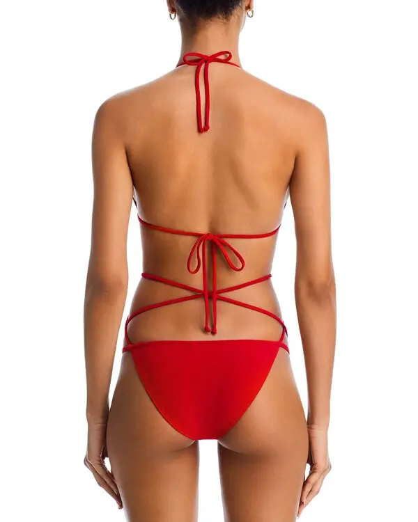 Norma Kamali Criss Cross Bikini Set - Tiger Red