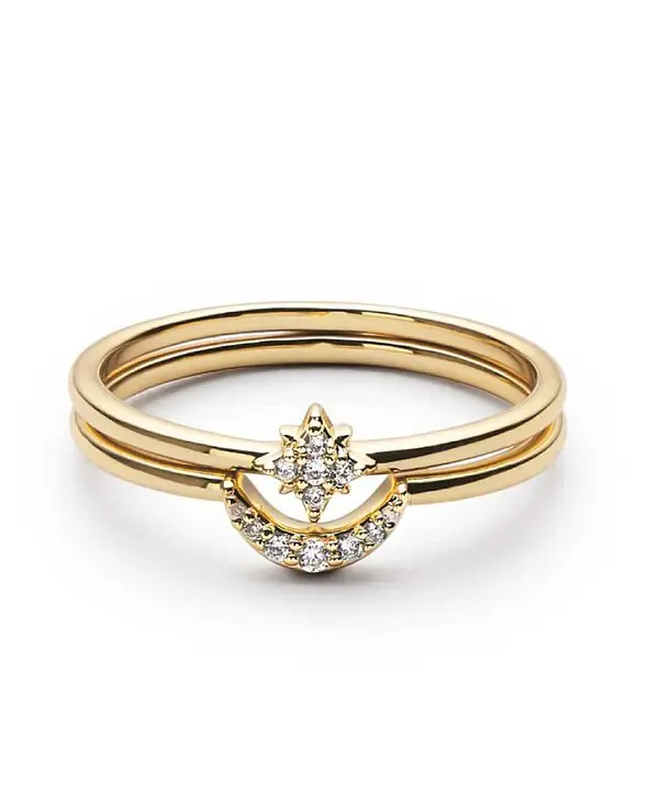 ANA LUISA Sky Set Moon And Star Rings - Gold