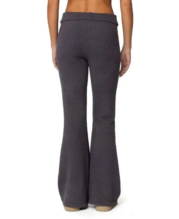 EDIKTED Plush Flared Pants - Dark-gray