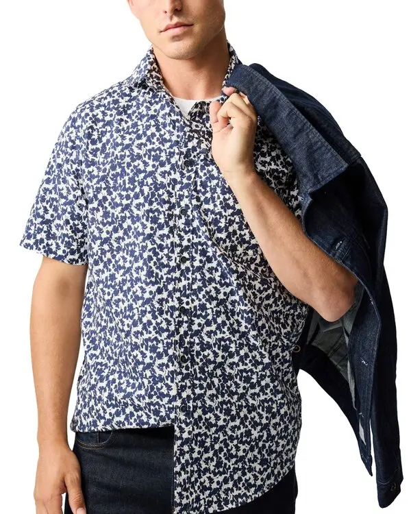 Rodd & Gunn Jameison Bay Printed Button Front Shirt - Navy